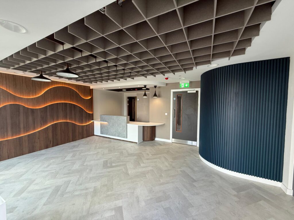 Bespoke Office Reception with Custom Built Reception Desk & Feature ...